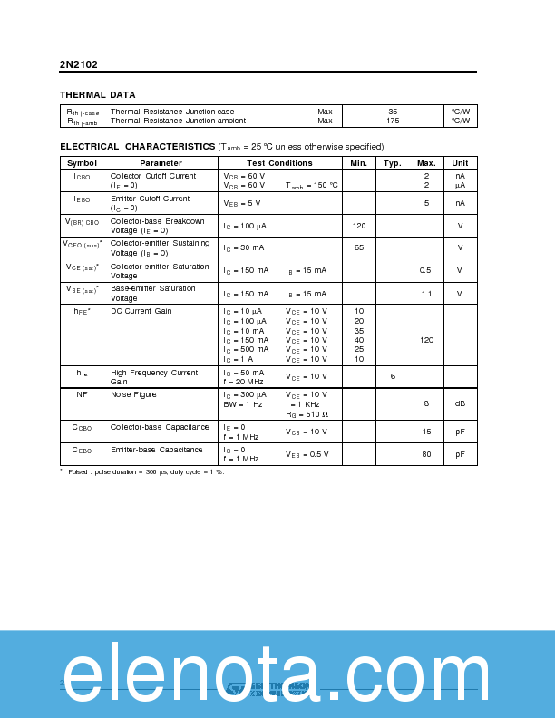 2N2102 Datasheet PDF (54 KB) STMicroelectronics | Pobierz z Elenota.pl