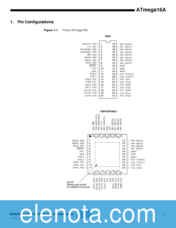 ATMEGA16A Datasheet PDF (427 KB) Atmel | Pobierz z Elenota.pl