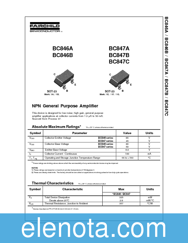 BC846B Datasheet PDF (395 KB) Fairchild | Pobierz z Elenota.pl