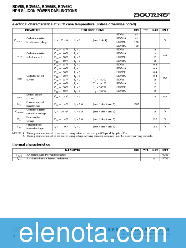 BDV65 Datasheet PDF (110 KB) Bourns | Pobierz z Elenota.pl BDV65 Datasheet PDF (110 KB) Bourns | Pobierz z Elenota.pl