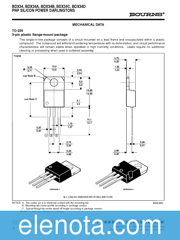 BDX34 Datasheet PDF (125 KB) Bourns | Pobierz z Elenota.pl