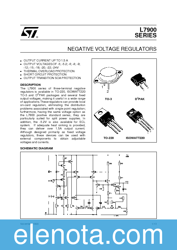 L7915CV Datasheet PDF (113 KB) STMicroelectronics | Pobierz z Elenota.pl