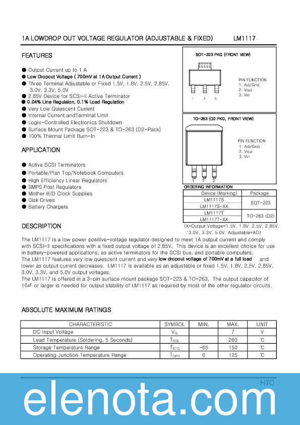 LM1117 Datasheet PDF (115 KB) indefinite | Pobierz z Elenota.pl