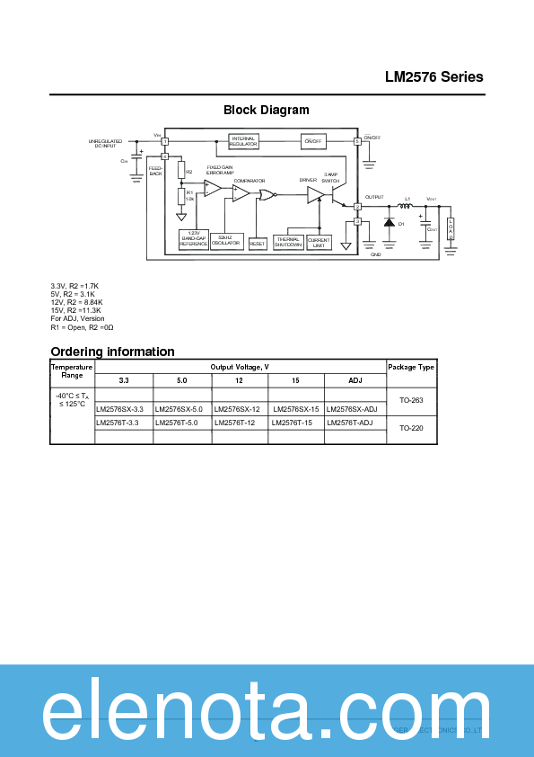 LM2576T-ADJ Datasheet PDF (238 KB) Tiger Electronic Co | Pobierz z Elenota.pl