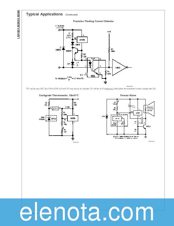LM385 Datasheet PDF (748 KB) National Semiconductor | Pobierz z Elenota.pl