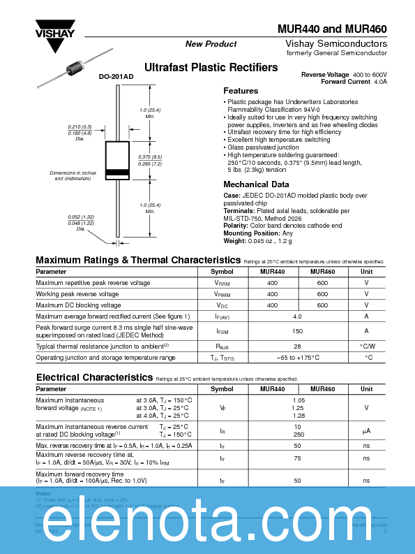 Mur460 Diode Datasheet Pdf at James Daulton blog