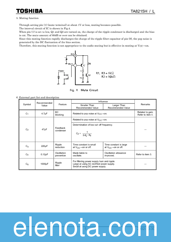 TA8215H Datasheet PDF (0.98 MB) Toshiba | Pobierz z Elenota.pl