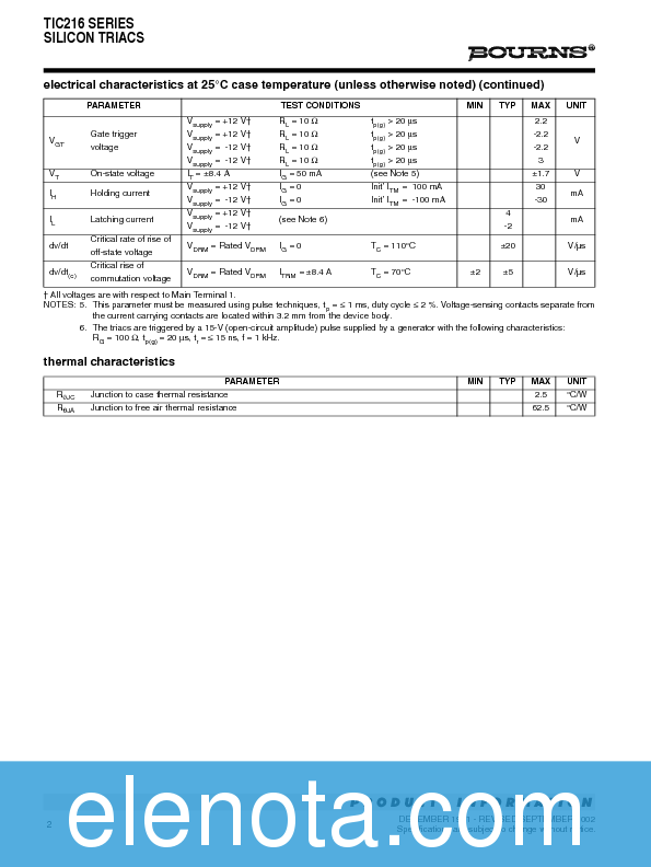 TIC216 Datasheet PDF (116 KB) Bourns | Pobierz z Elenota.pl TIC216 Datasheet PDF (116 KB) Bourns | Pobierz z Elenota.pl