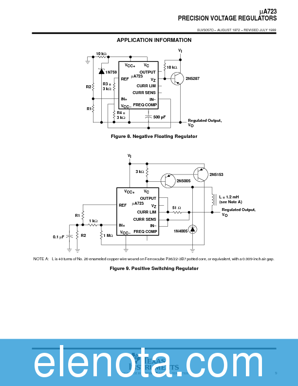 UA723 Datasheet PDF (806 KB) Texas Instruments | Pobierz z Elenota.pl