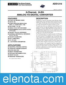 ADS1216 Datasheet PDF (418 KB) Texas Instruments | Pobierz z Elenota.pl