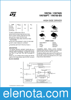 VN750S Datasheet PDF (275 KB) STMicroelectronics | Pobierz z Elenota.pl