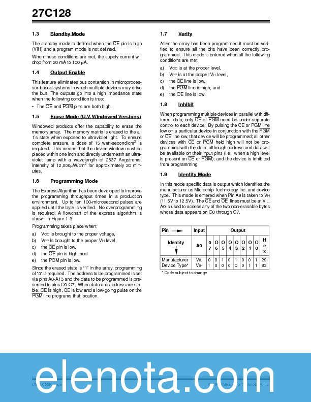 27C128 Datasheet PDF (62 KB) Microchip | Pobierz z Elenota.pl