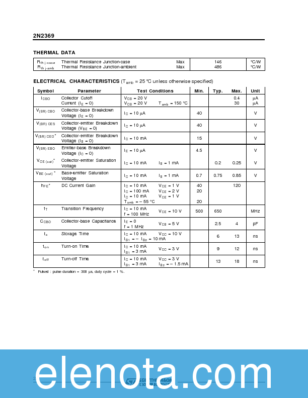 2N2369 Datasheet PDF (44 KB) STMicroelectronics | Pobierz z Elenota.pl