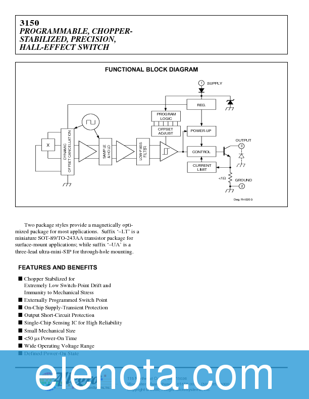 3150 Datasheet PDF (100 KB) Allegro | Pobierz z Elenota.pl