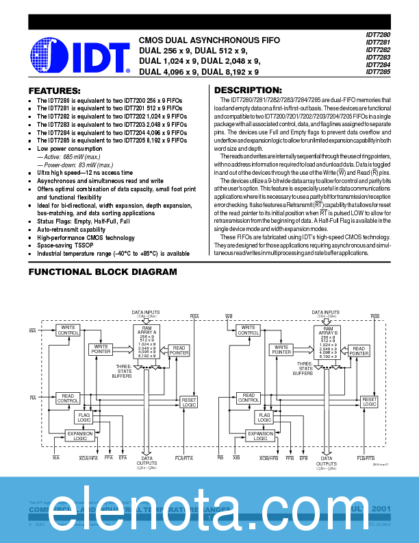 7285 Datasheet PDF (201 KB) IDT | Pobierz z Elenota.pl