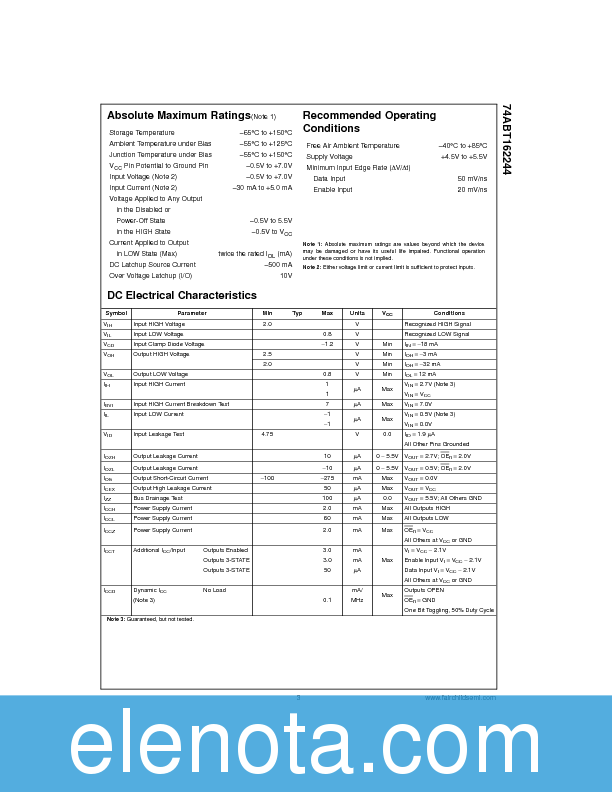 74ABT162244 Datasheet PDF (93 KB) Fairchild | Pobierz z Elenota.pl