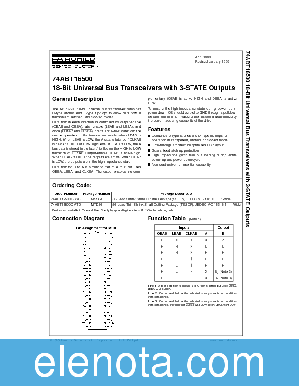 74ABT16500 Datasheet PDF (74 KB) Fairchild | Pobierz z Elenota.pl