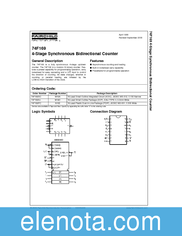 74F169 Datasheet PDF (87 KB) Fairchild | Pobierz z Elenota.pl