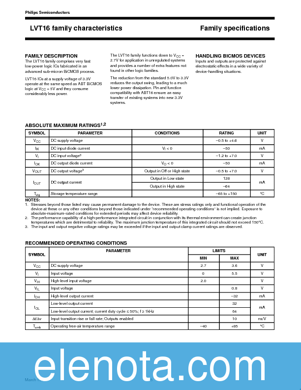74LVT16 Datasheet PDF (22 KB) Philips | Pobierz z Elenota.pl