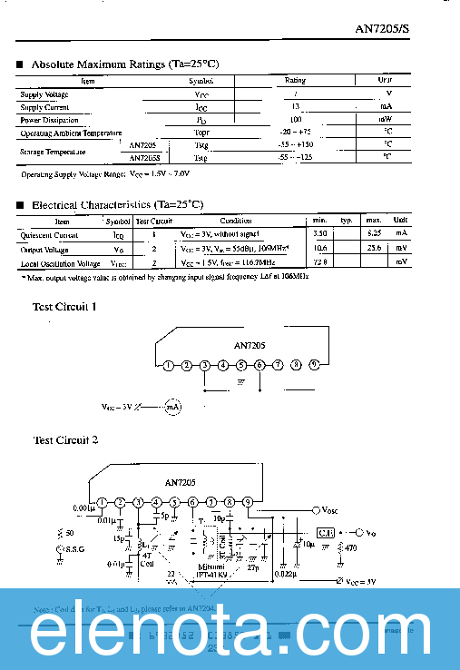 AN7205 Datasheet PDF (172 KB) Panasonic Semiconductor | Pobierz z ...