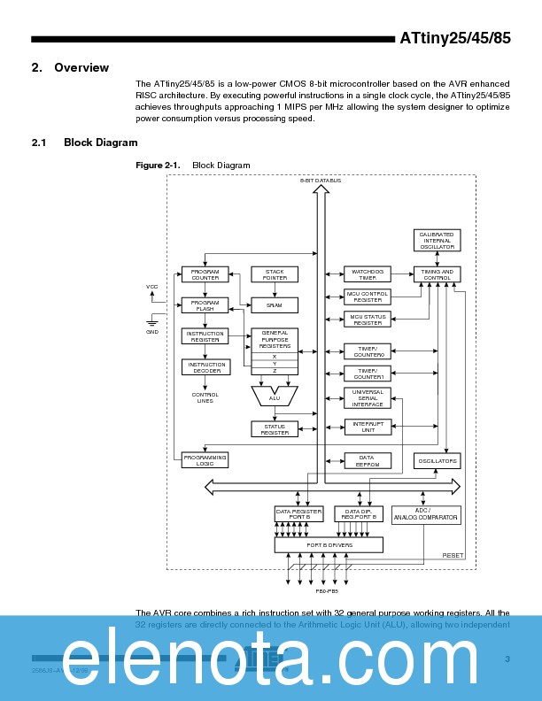ATTINY85/V Datasheet PDF (247 KB) Atmel | Pobierz z Elenota.pl