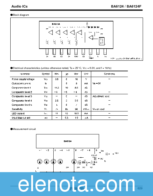 BA6124 Datasheet PDF (66 KB) Rohm | Pobierz z Elenota.pl