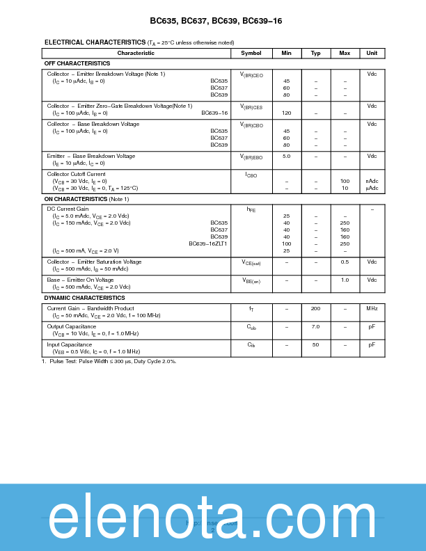 BC639-16 Datasheet PDF (57 KB) ON Semiconductor | Pobierz z Elenota.pl