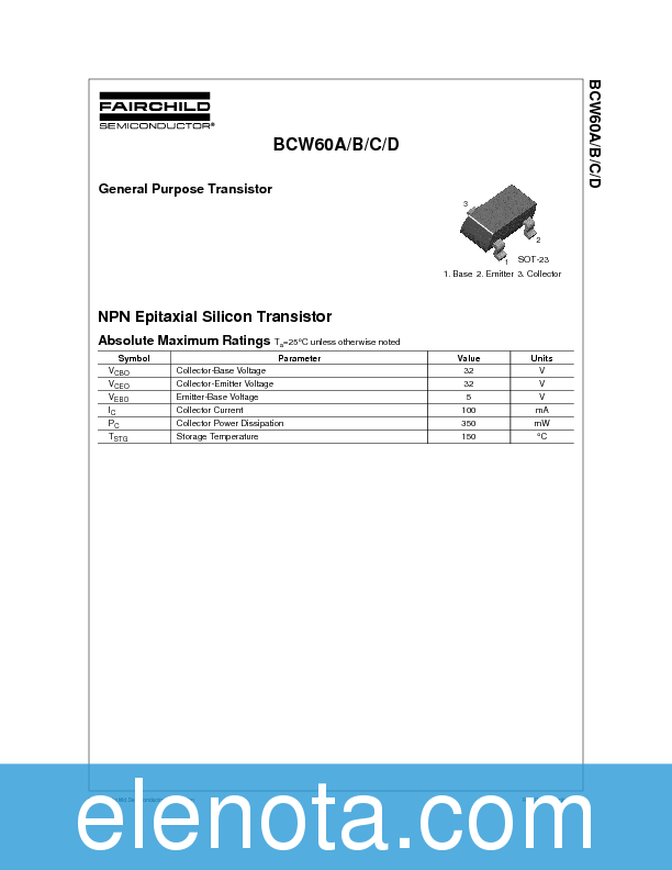 BCW60A Datasheet PDF (76 KB) Fairchild | Pobierz z Elenota.pl