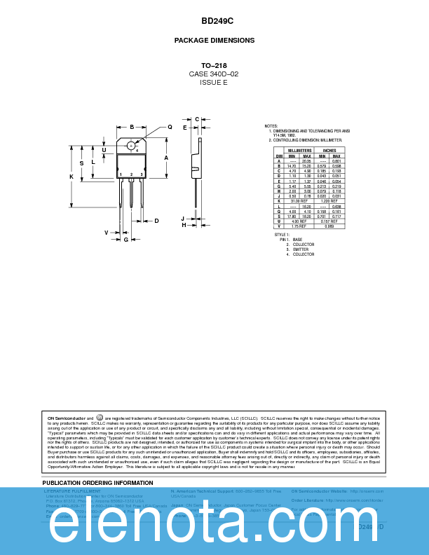 BD249C Datasheet PDF (71 KB) ON Semiconductor | Pobierz z Elenota.pl