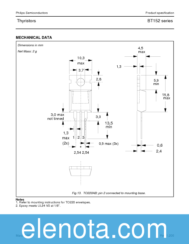 BT152 Datasheet PDF (38 KB) Philips | Pobierz z Elenota.pl