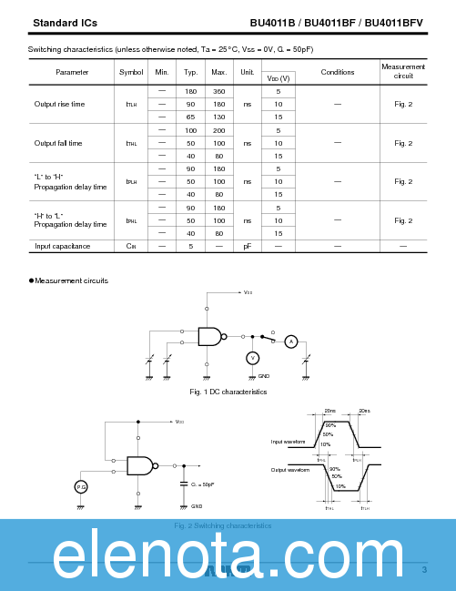 BU4011B Datasheet PDF (49 KB) Rohm | Pobierz z Elenota.pl