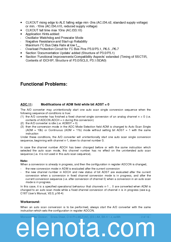 Errata Sheet Datasheet Pdf 64 Kb Infineon Pobierz Z Elenota Pl