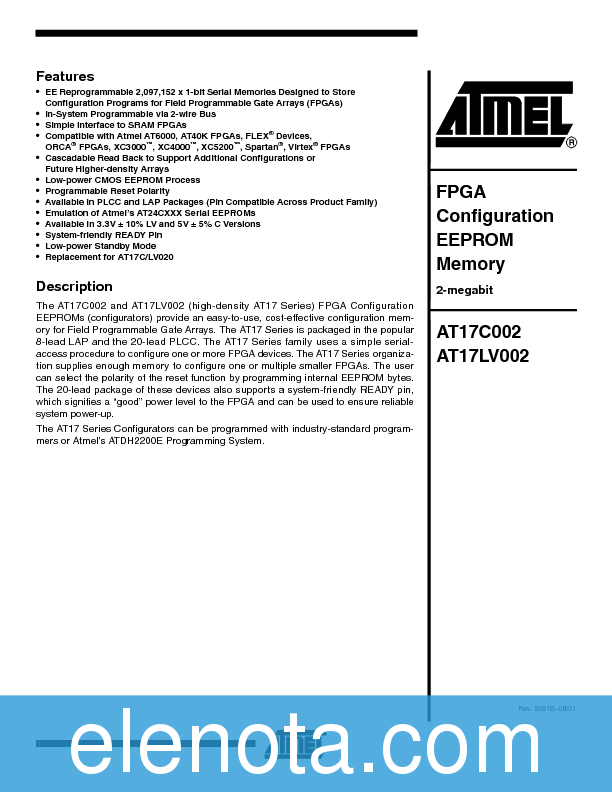 FPGA CONFIGURATION MEMORY - DATA SHEETS Datasheet PDF (227 KB) Atmel ... FPGA CONFIGURATION MEMORY - DATA SHEETS Datasheet PDF (227 KB) Atmel ...