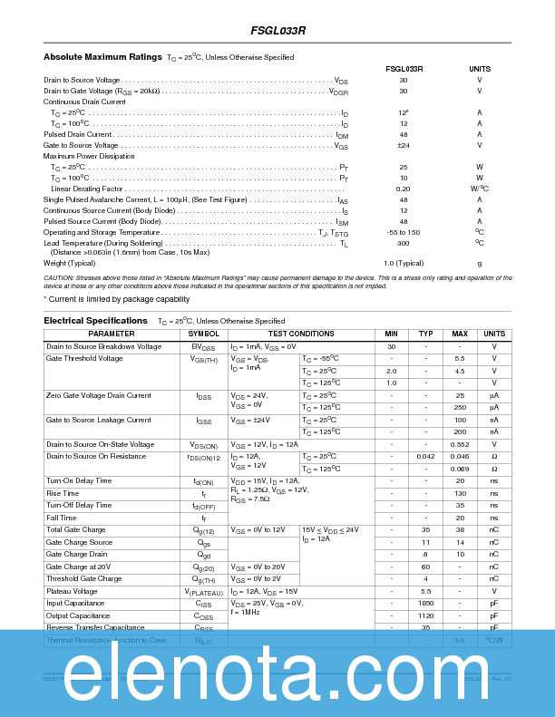 FSGL033R3 Datasheet PDF (184 KB) Fairchild | Pobierz z Elenota.pl