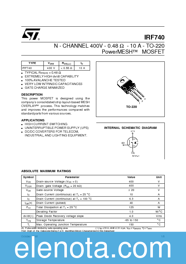 Irf740 транзистор характеристики - Электротехника и электроника