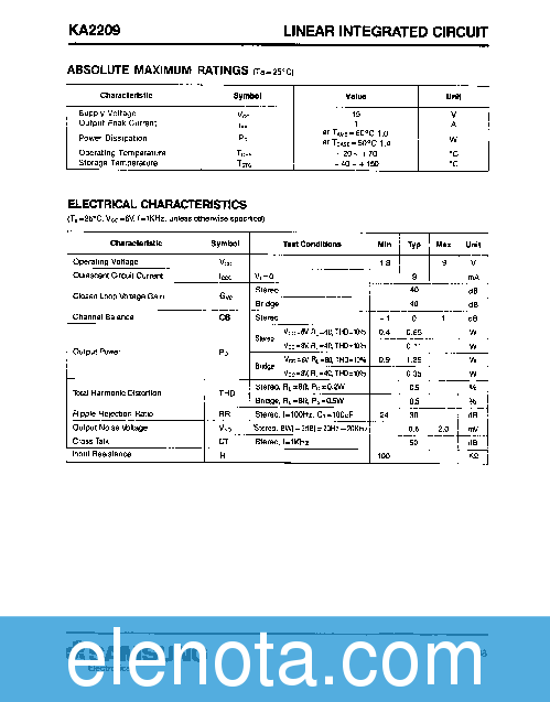 KA2209 Datasheet PDF (110 KB) Samsung | Pobierz z Elenota.pl