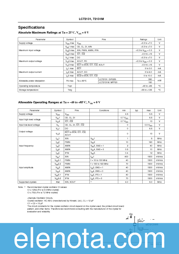 LC72131 Datasheet PDF (406 KB) Sanyo | Pobierz z Elenota.pl