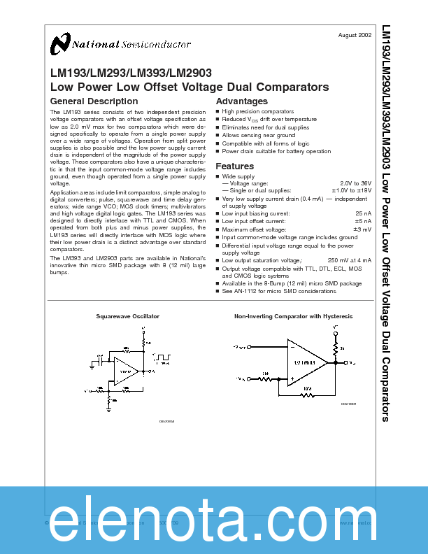 LM293 Datasheet PDF (412 KB) National Semiconductor | Pobierz z Elenota.pl LM293 Datasheet PDF (412 KB) National Semiconductor | Pobierz z Elenota.pl