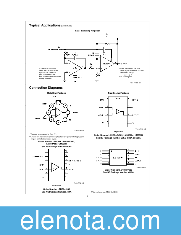 LM308 Datasheet PDF (288 KB) National Semiconductor | Pobierz z Elenota.pl