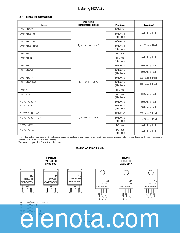 LM317 Datasheet PDF (134 KB) ON Semiconductor | Pobierz z Elenota.pl