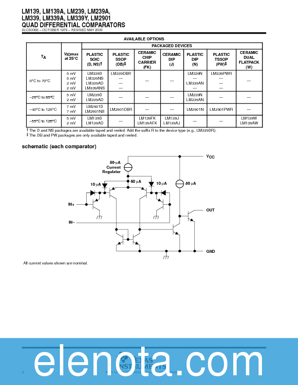 LM339 Datasheet PDF (121 KB) Texas Instruments | Pobierz z Elenota.pl