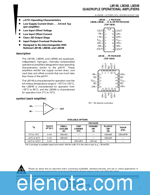 LM348 Datasheet PDF (79 KB) Texas Instruments | Pobierz z Elenota.pl