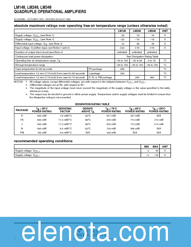 LM348 Datasheet PDF (79 KB) Texas Instruments | Pobierz z Elenota.pl