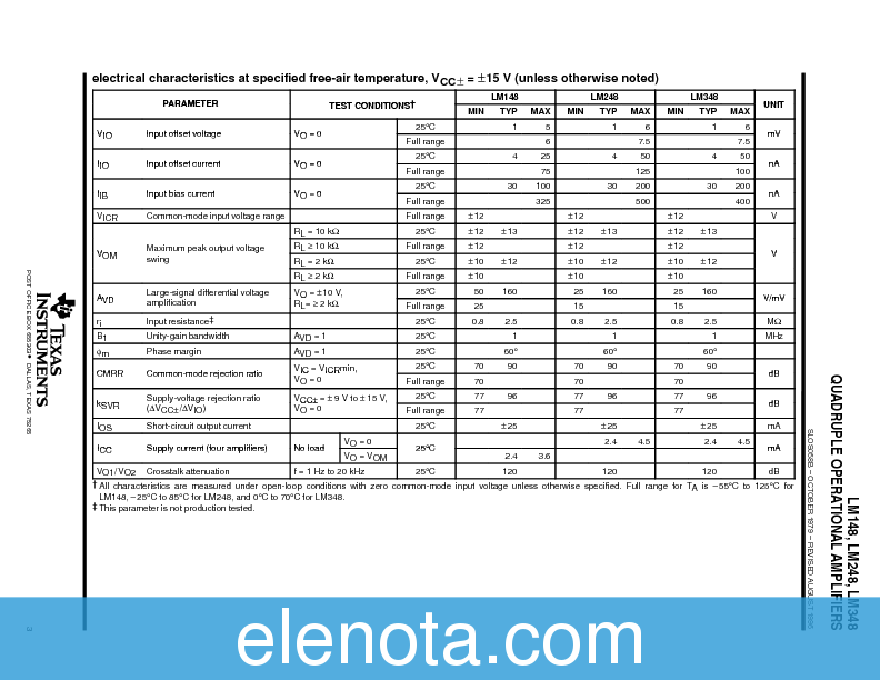 LM348 Datasheet PDF (79 KB) Texas Instruments | Pobierz z Elenota.pl