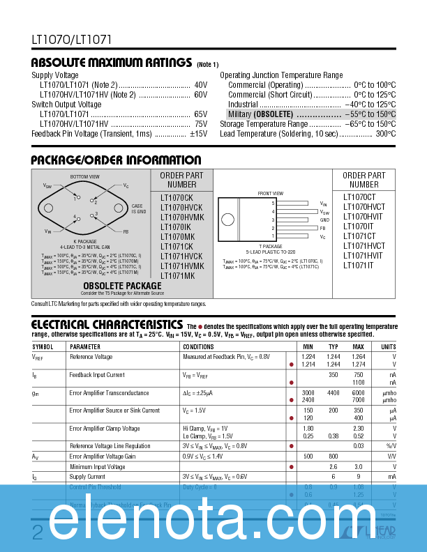 LT1070 Datasheet PDF (207 KB) Linear Technology | Pobierz z Elenota.pl