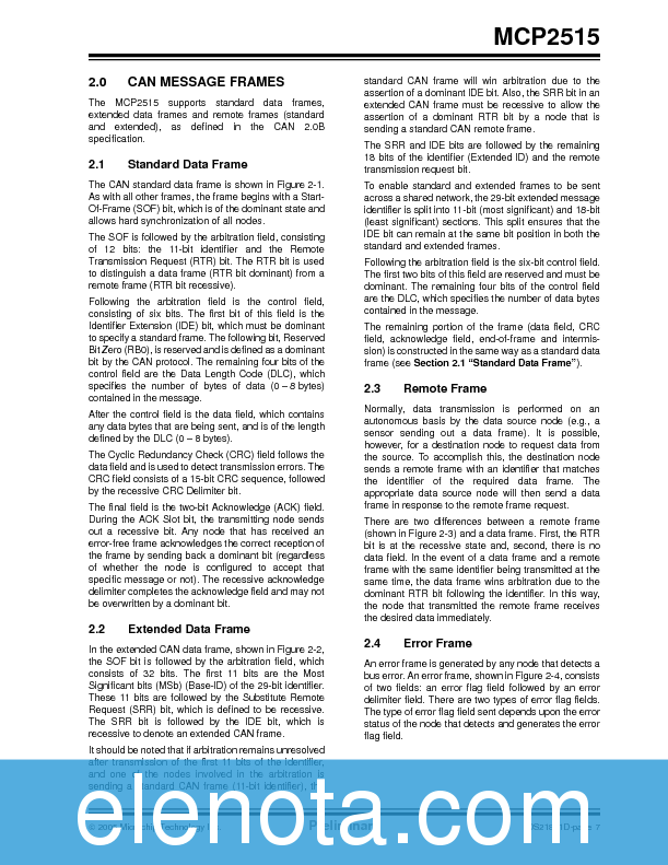 Mcp2515 Datasheet