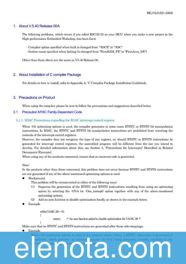 MPU Datasheet PDF (587 KB) Renesas | Pobierz z Elenota.pl