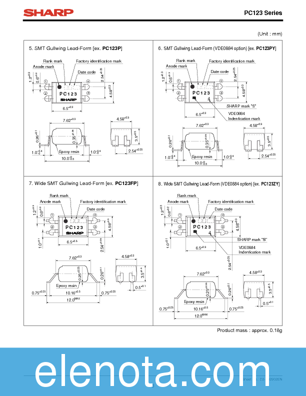 PC123 Datasheet PDF (313 KB) Sharp | Pobierz z Elenota.pl