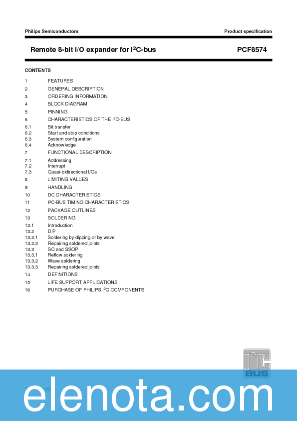 PCF8574AT Datasheet PDF (156 KB) Philips | Pobierz z Elenota.pl