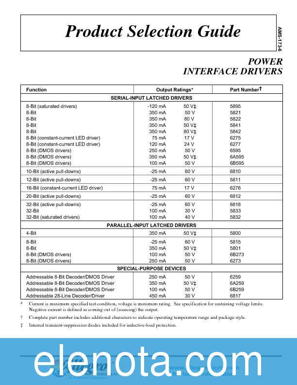 PRODUCT SELECTION GUIDE Datasheet PDF (24 KB) Allegro | Pobierz z Elenota.pl